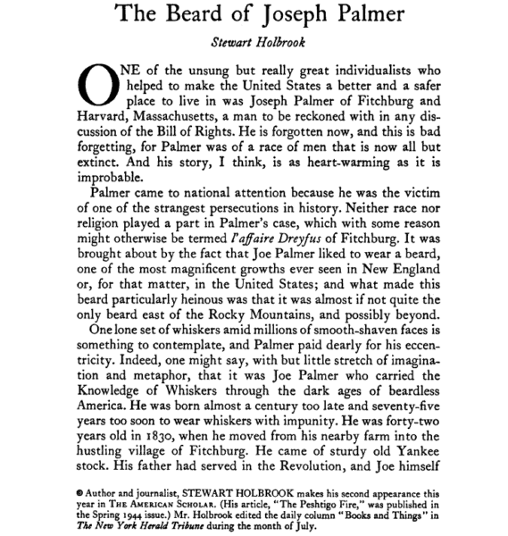 A Fine Story: The Beard of Joseph Palmer - Creekbank Stories